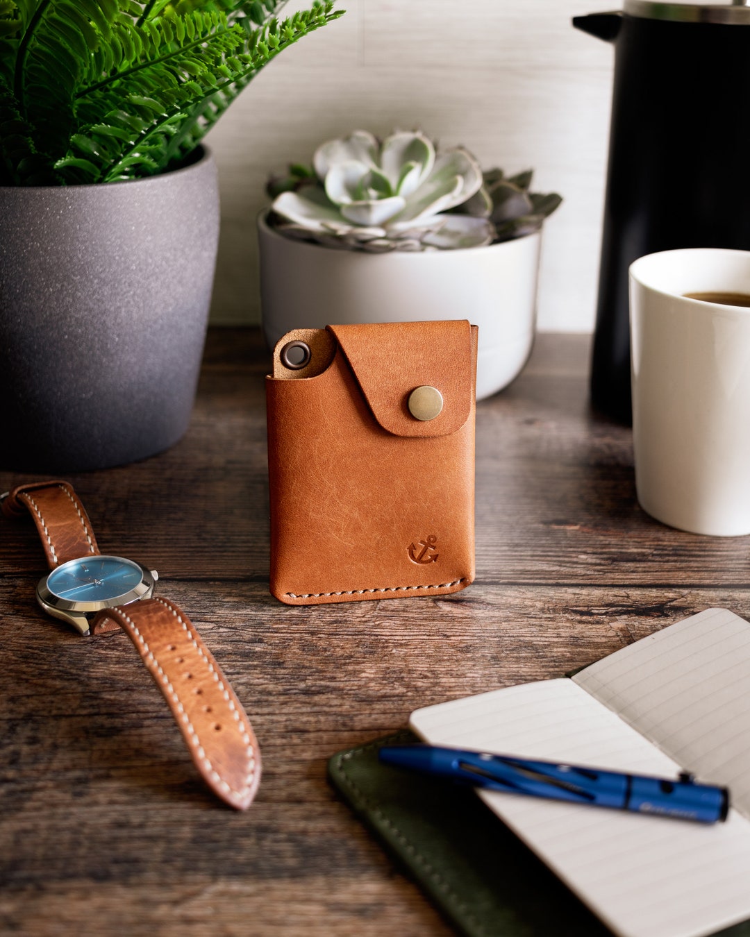 The Vagabond Handmade Leather Card Holder Wallet, Fathers Day Gift or ...