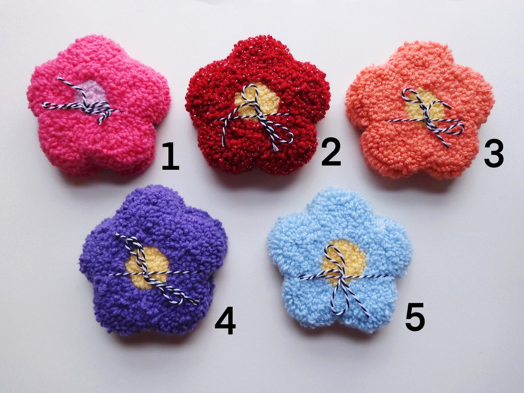 Flower Mug Rug Coasters | Punch Needle Flower Coaster | Mug Rugs ...