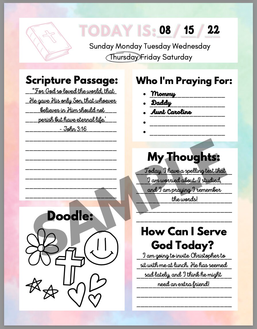 Children's Bible Journal Printable - Pastel - Blank - Etsy