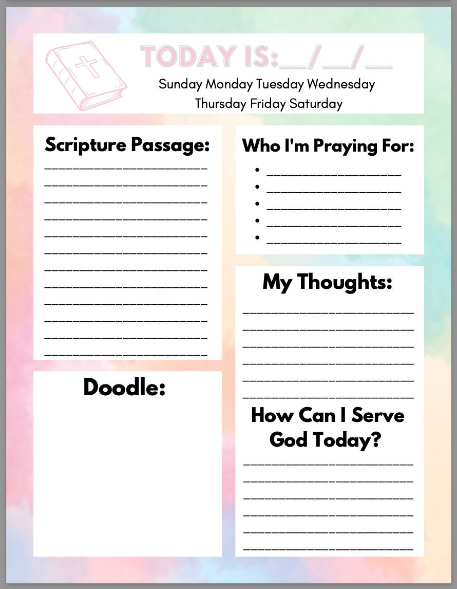 Children's Bible Journal Printable - Pastel - Blank - Etsy