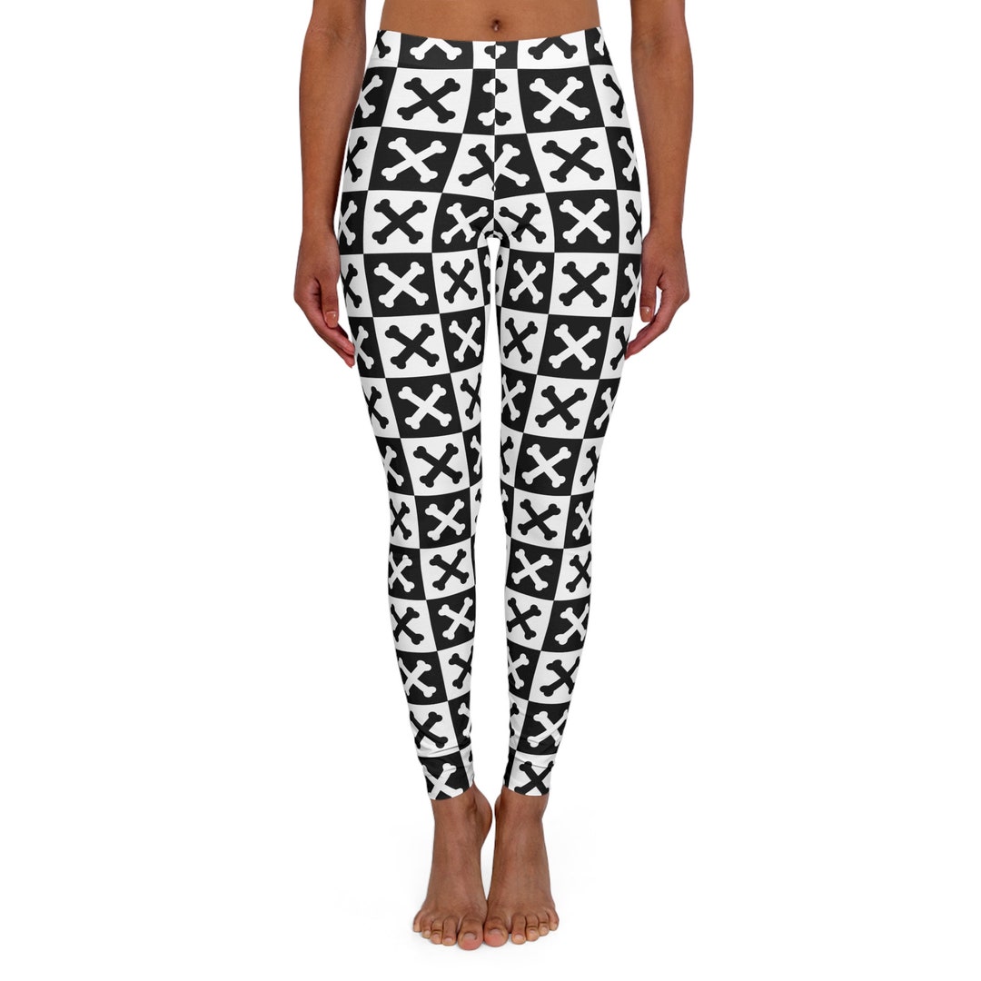 Spooky Bones Checker Pattern Black and White Pastel Goth Kawaii Spandex ...