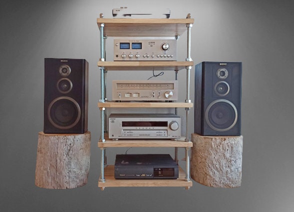 Solid Wood Hifi Cabinet Audio Rack Industrial Stand Vintage - Etsy UK