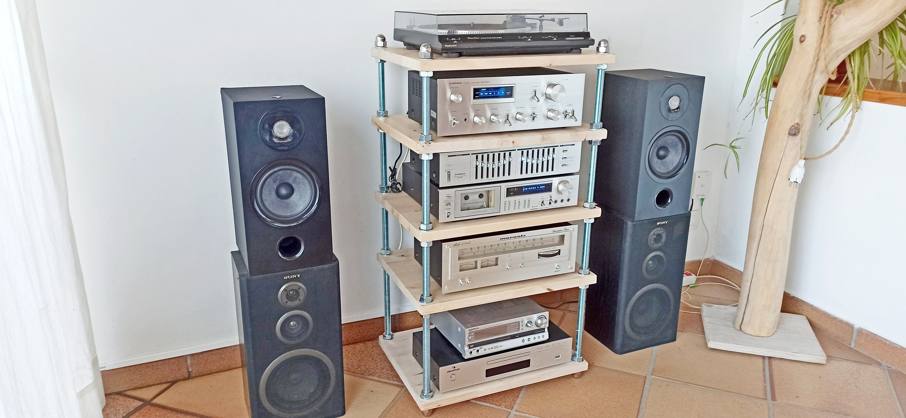 Solid Wood Hifi Furniture, Industrial Hifi Rack Stand, Vintage Hifi ...