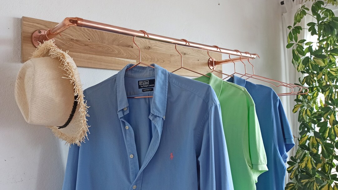 Copper Wardrobe Closet, Copper Clothes Rack, Industrial Pipe Closet ...