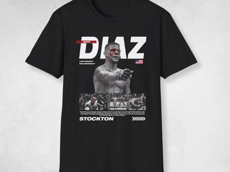 Nate Diaz Shirt Stockton Vintage Bootleg MMA Graphic Design Tee UFC ...