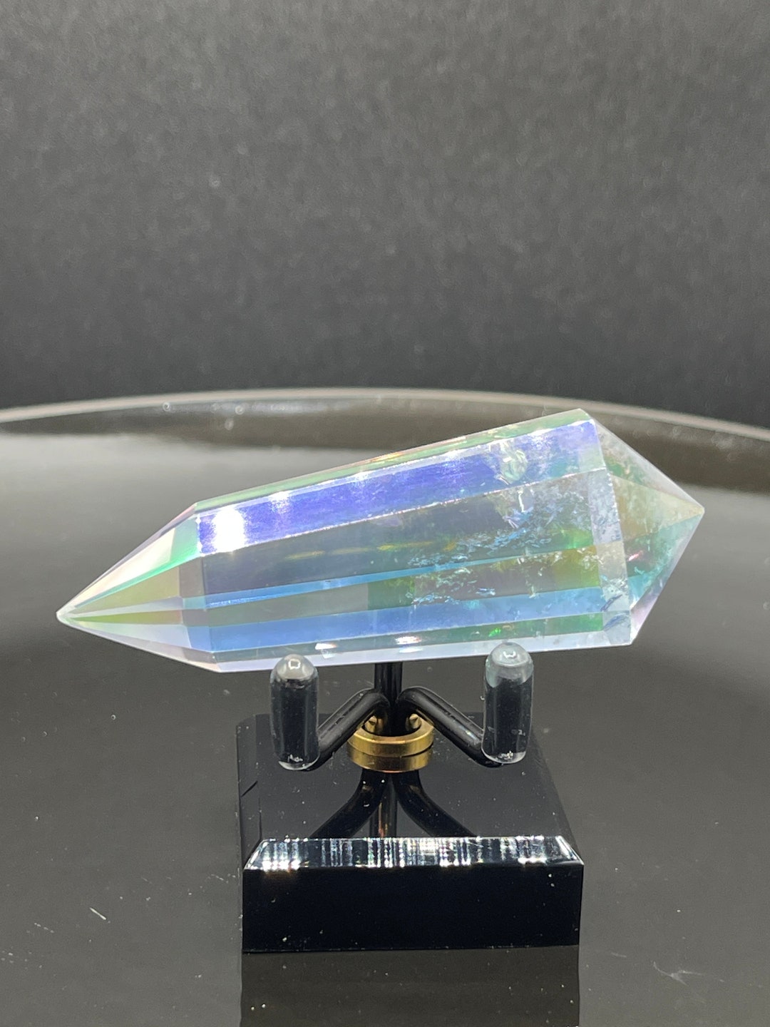 Angel / Unicorn Aura Coated Clear Quartz Vogel Cut 11 Sides Brazil ...