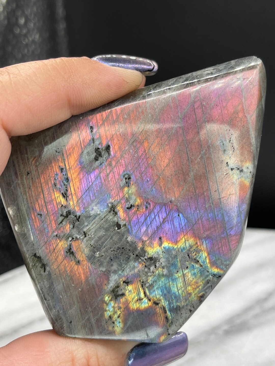 Sunset Colored With Pink and Purple Flash Labradorite Freeform - Etsy