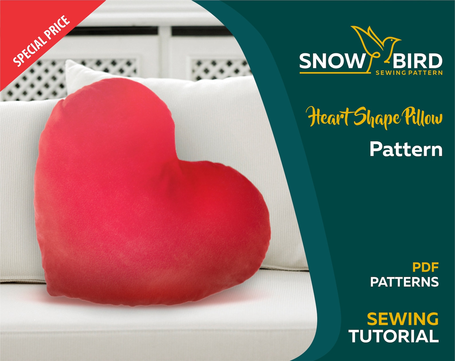Heart Shape Pillow Sewing PDF Patterns / Multiple Size Pillow Sewing ...