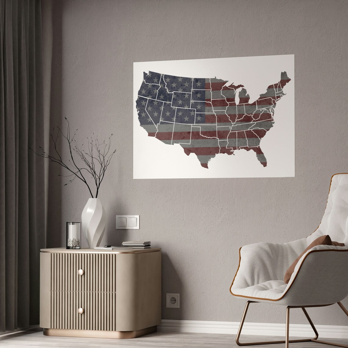 United States Map Large Map USA Map Print United States Home Decor USA ...