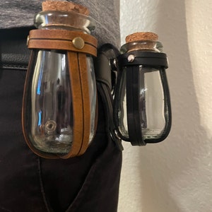 Leather Potion Bottle Holder / Glass Flask / Leather Bottle Strap ...