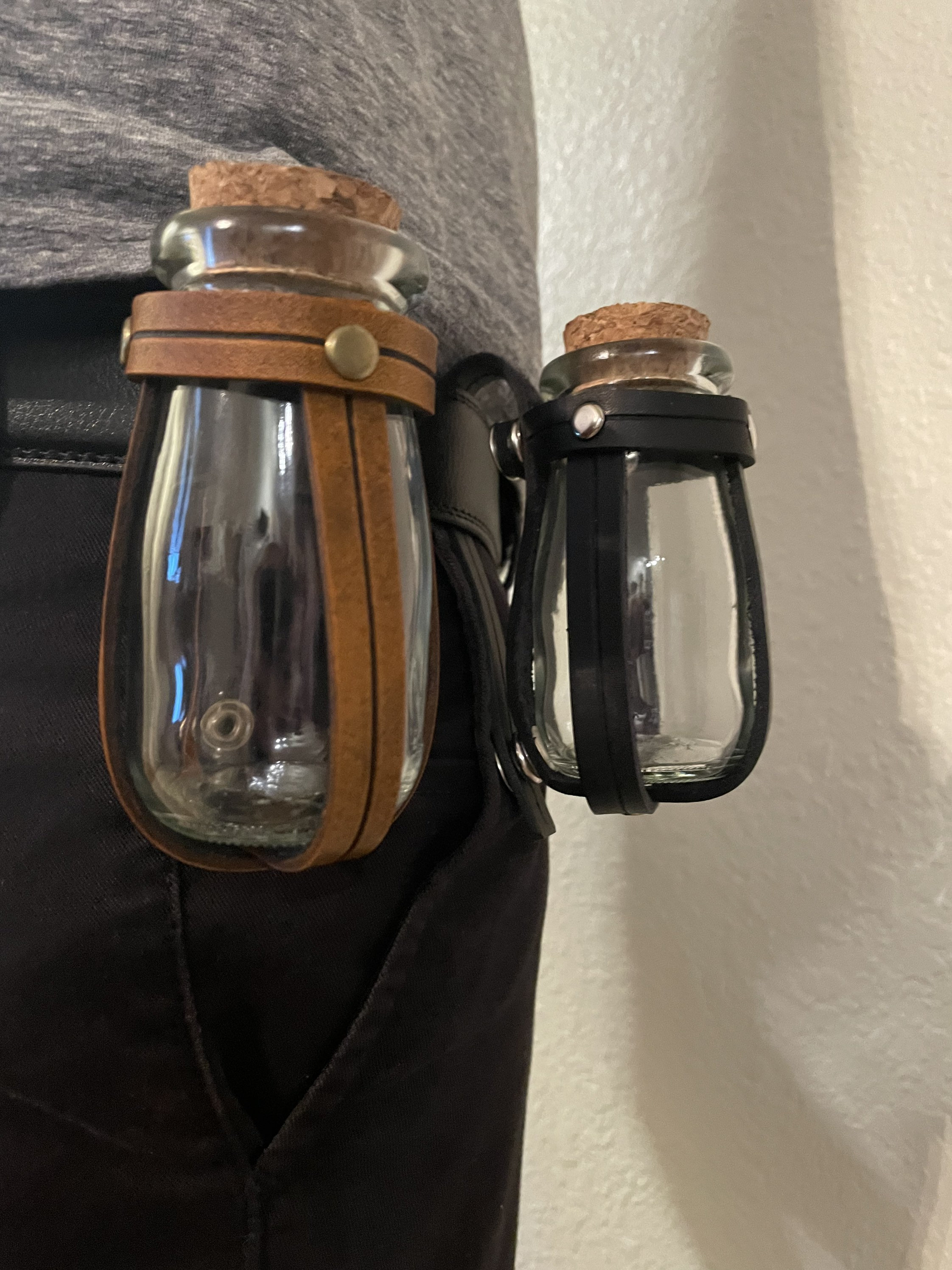 Leather Potion Bottle Holder / Glass Flask / Leather Bottle Strap ...