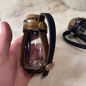 Leather Potion Bottle Holder / Glass Flask / Leather Bottle Strap ...