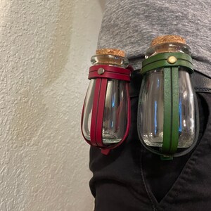 Leather Potion Bottle Holder / Glass Flask / Leather Bottle Strap ...
