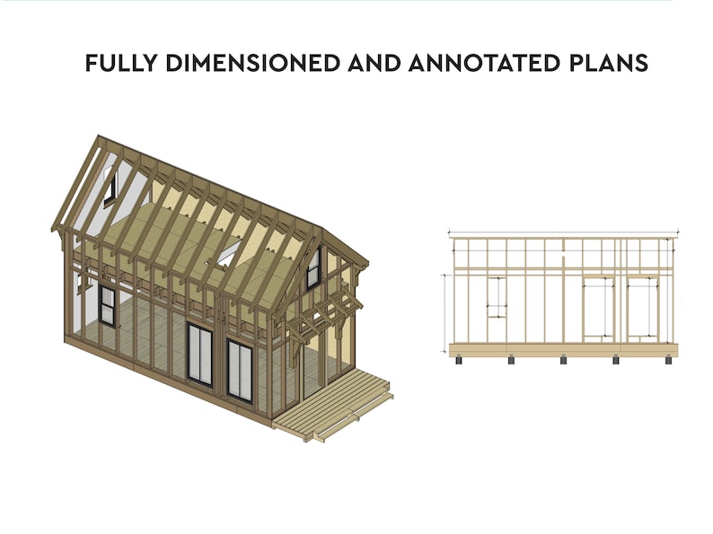 12'x24' Tiny Budget Cabin W/ Loft DIY Build Plans | 288SF - Etsy