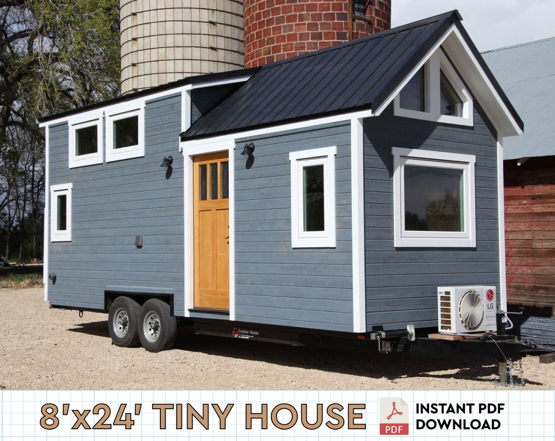 Tiny House With Loft Cabin Diy Plans 8 X 24 Mobile Tiny Home Build Instructions Etsy