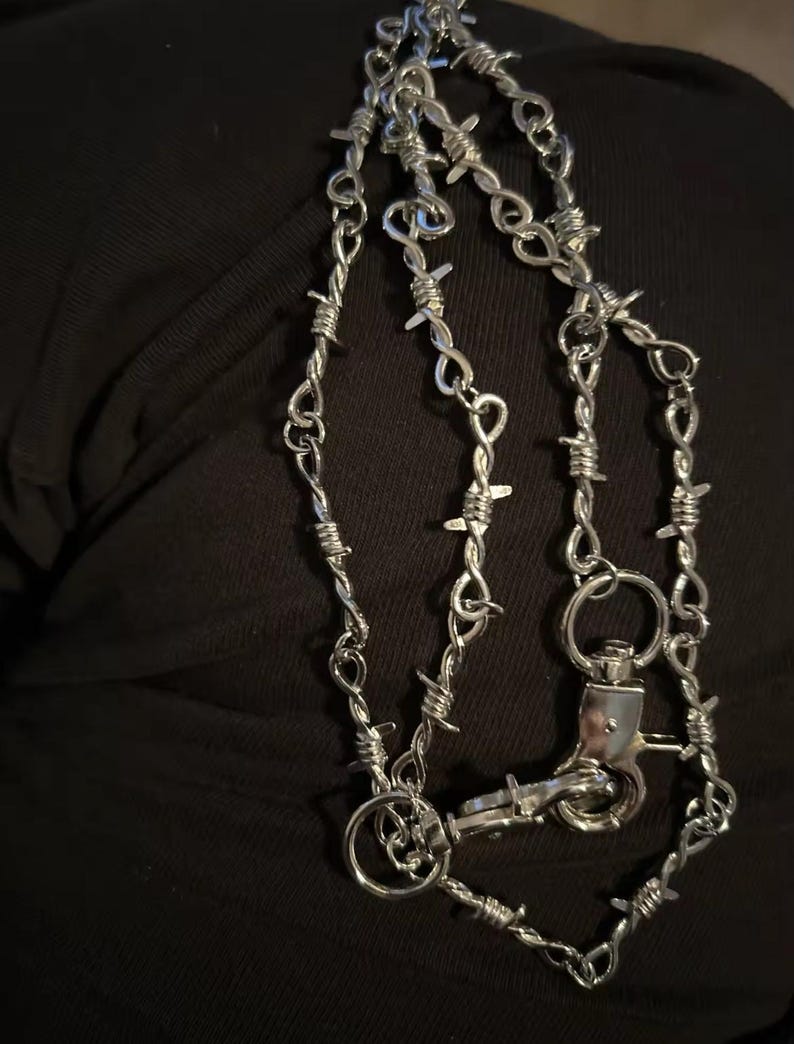 Barbed Wire Necklace Chain Barbed Wire Snake Chain Necklace Punk, Goth ...
