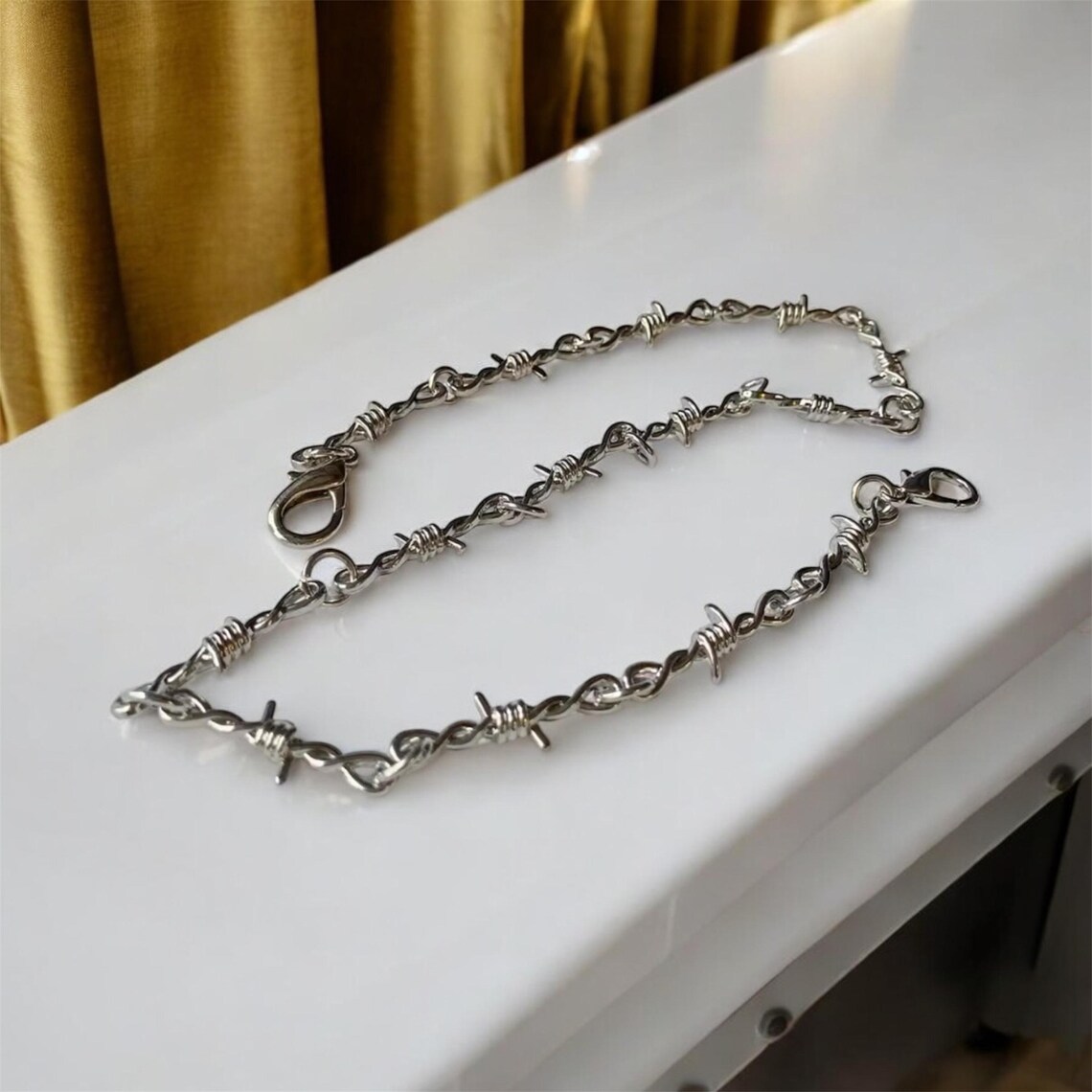 Barbed Wire Necklace Chain Barbed Wire Snake Chain Necklace Punk, Goth ...