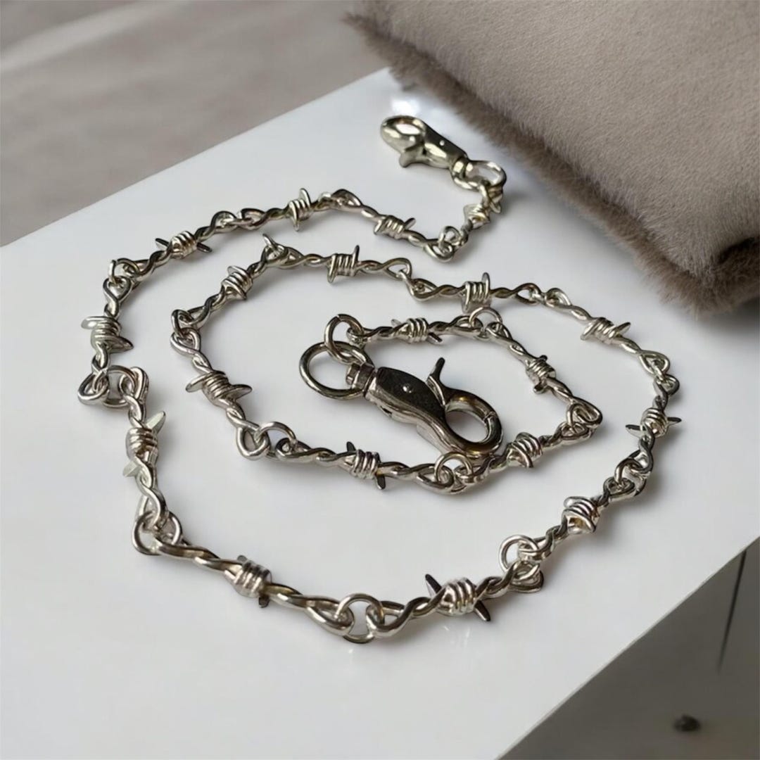 Barbed Wire Necklace Chain Barbed Wire Snake Chain Necklace Punk, Goth ...