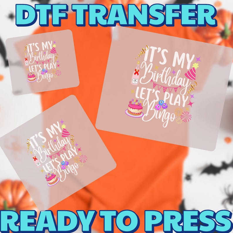 Festive Birthday Bingo DTF Transfer, Celebrate With Colorful Party ...
