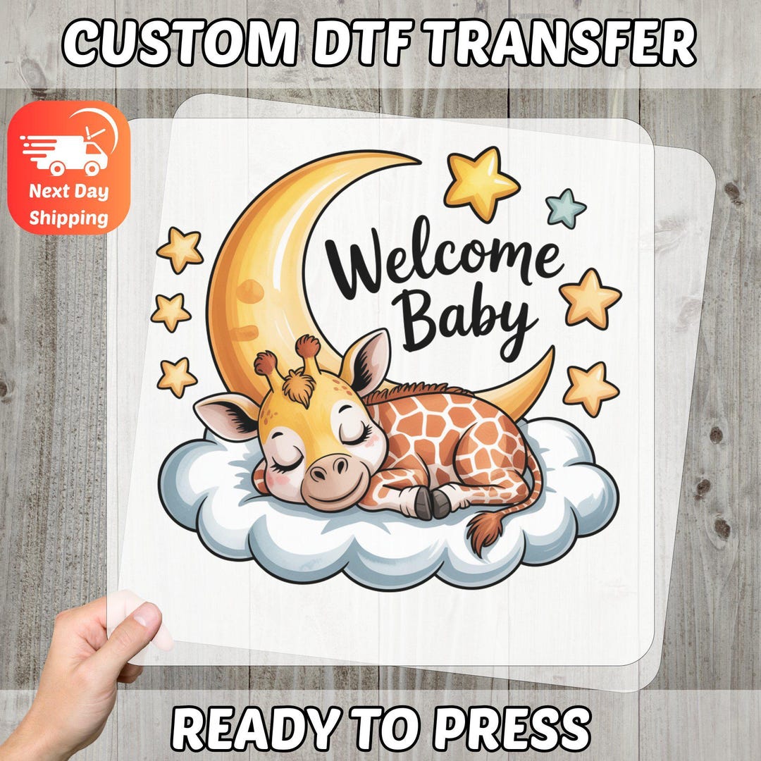 Welcome Baby Giraffe Nursery Decor DTF Transfer, Baby Shower Gift ...