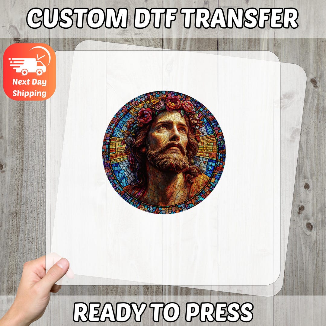 Stained Glass Religious Figure DTF Transfer Iron-on for Spiritual ...