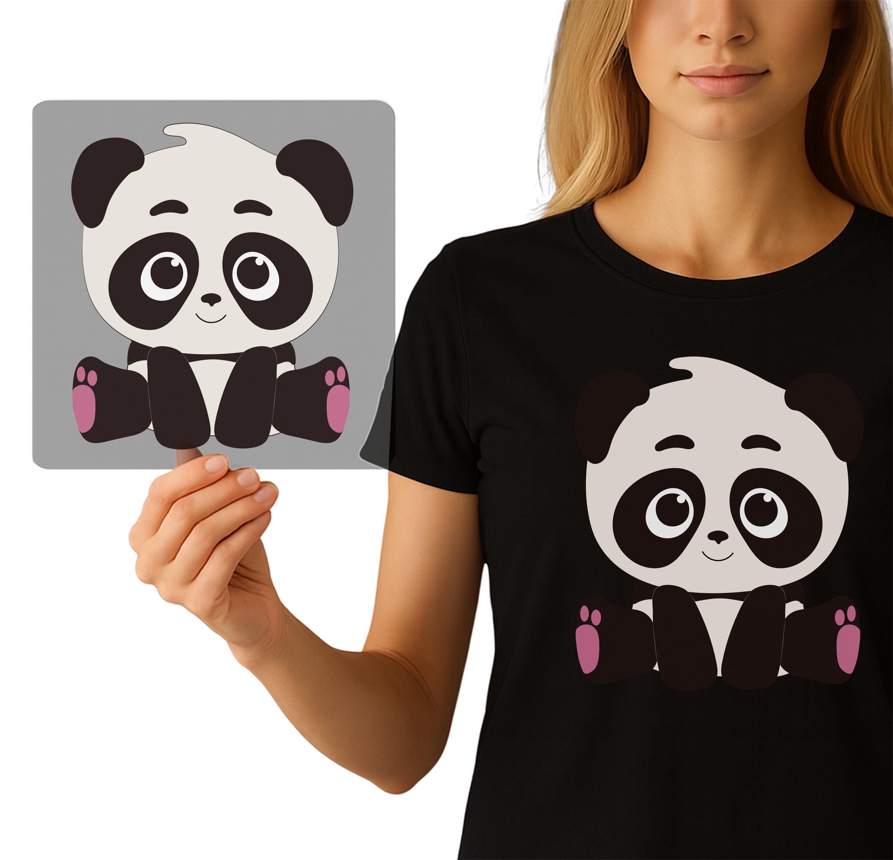 Cute Cartoon Panda DTF Transfer, Kawaii Animal Heat Press, Adorable ...