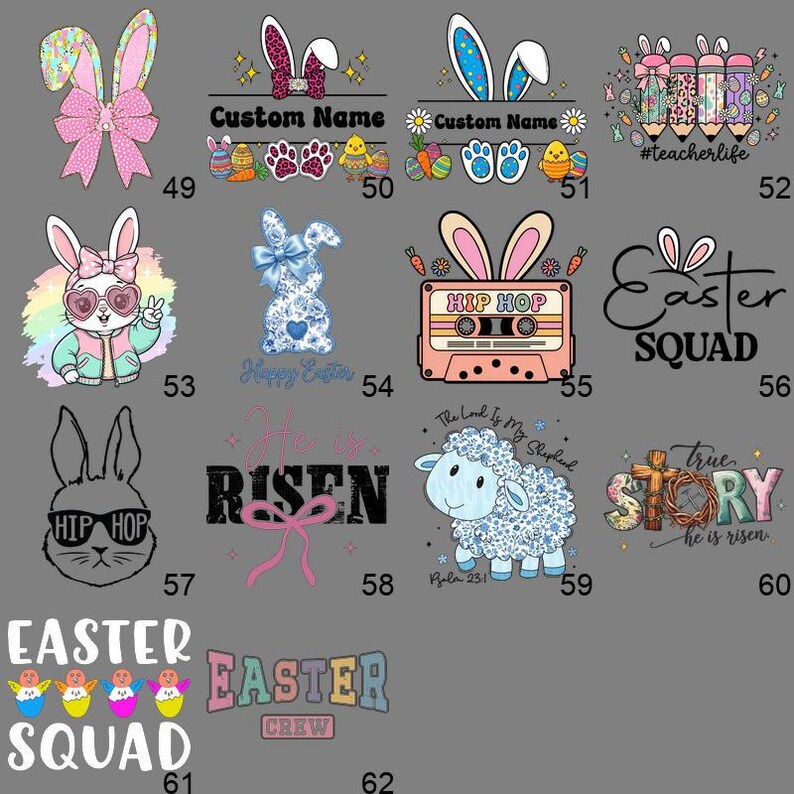 Easter DTF Transfer for Shirts, Cute Bunny Egg Iron on Design, Pastel ...
