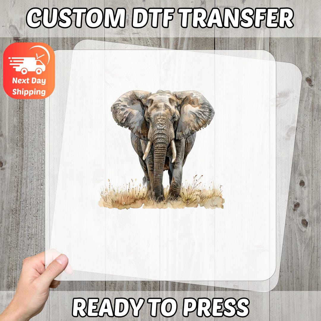Realistic Elephant DTF Transfer for Eco-friendly Safari T-shirt, Nature ...