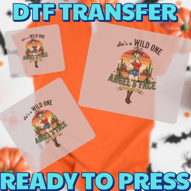 Wild One Angel Face DTF Transfer, Western Heat Transfer, Retro Cowgirl ...