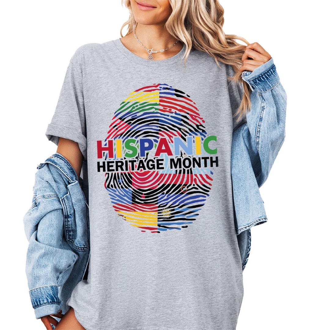 Hispanic Heritage Month Shirt, Latin American Flags Fingerprint Tee ...