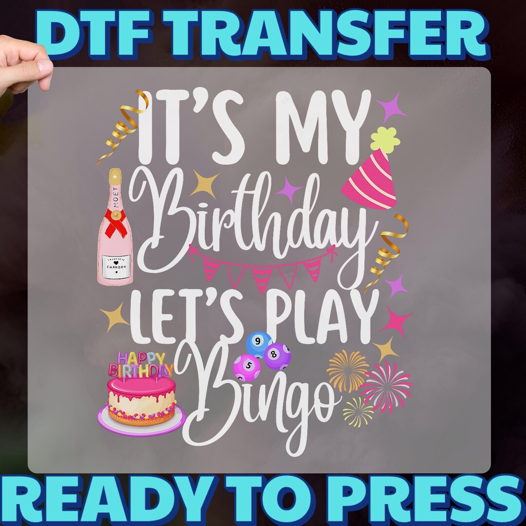 Festive Birthday Bingo DTF Transfer, Celebrate With Colorful Party ...