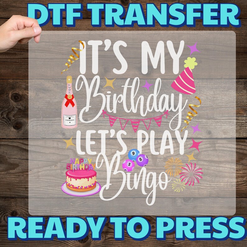 Festive Birthday Bingo DTF Transfer, Celebrate With Colorful Party ...