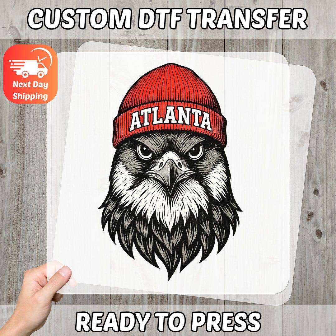 Cute Atlanta DTF Transfer, Hawk Beanie Animal Funny DTF Transfer Ready ...