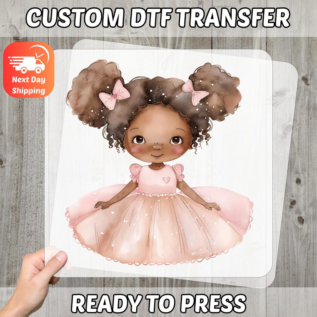 Cute Little Girl DTF Transfer for Kids Birthday Shirt - Ready to Press ...