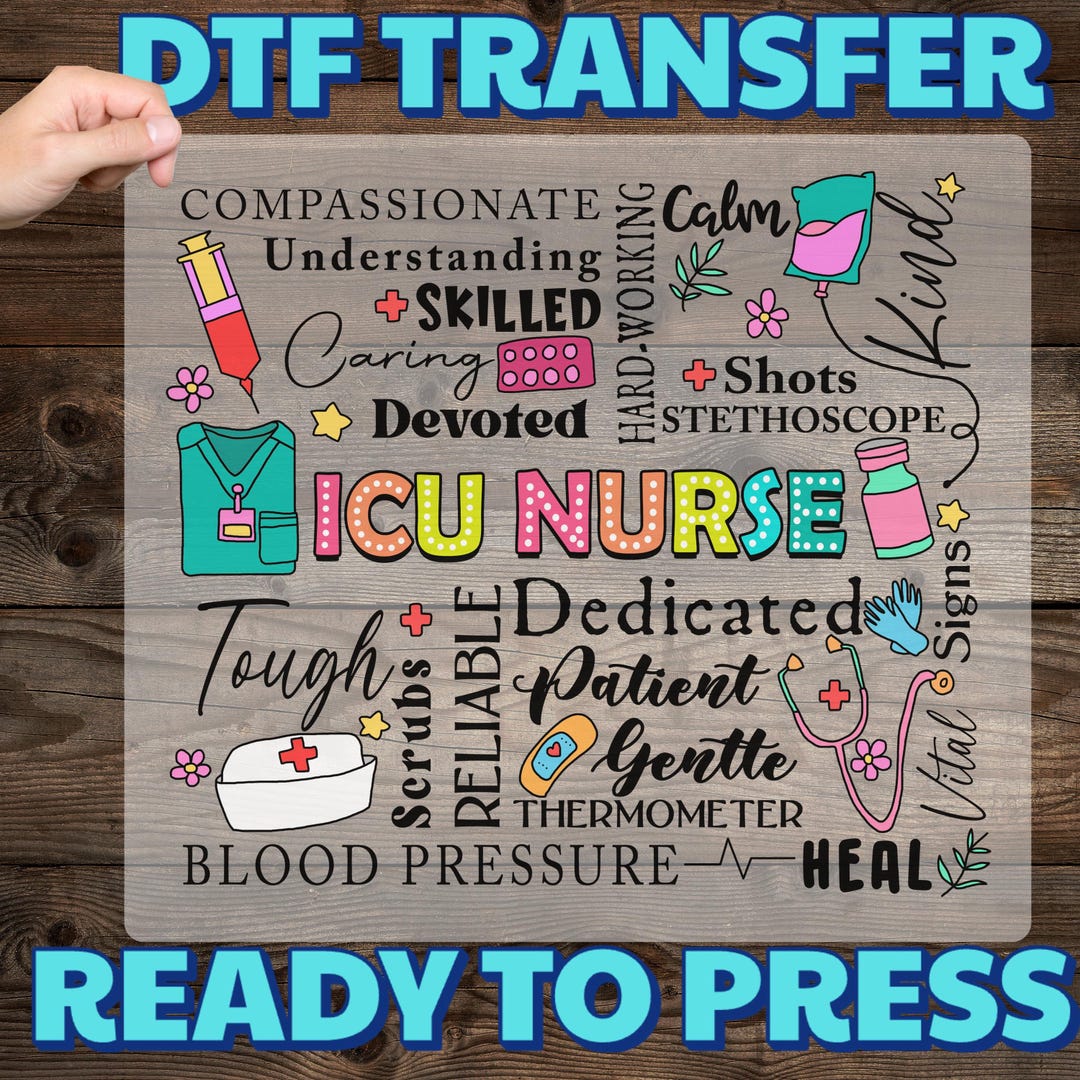 ICU Nurse DTF Transfer, Medical Symbols Iron-on Decal, Nurse ...