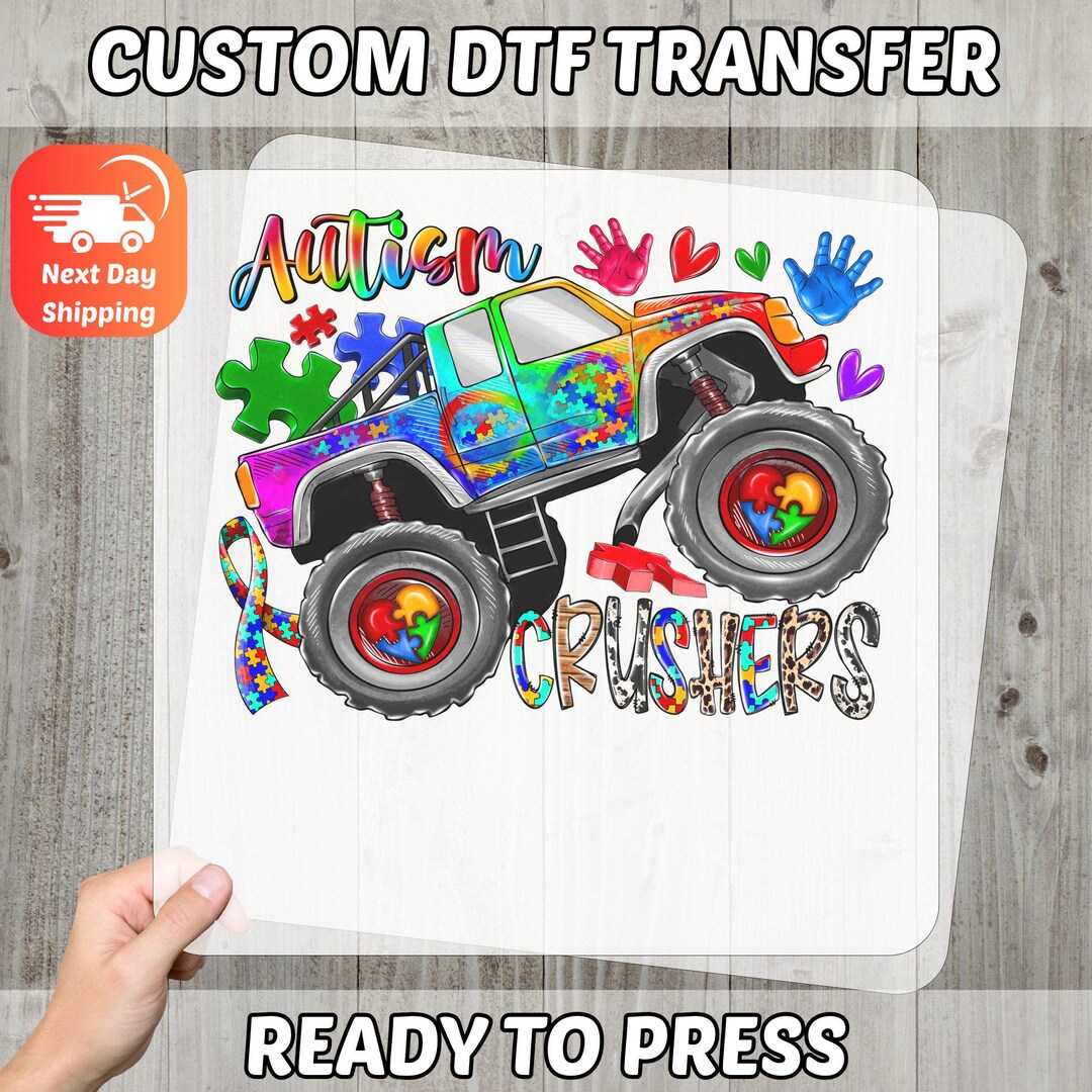 Autism Crushers Puzzle Piece Design, Autism Awareness DTF Transfer ...