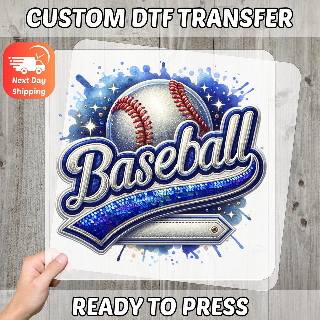 Baseball Enthusiasts' DTF Transfer for Family Shirts & Little League, Vibrant Realistic Baseball ...