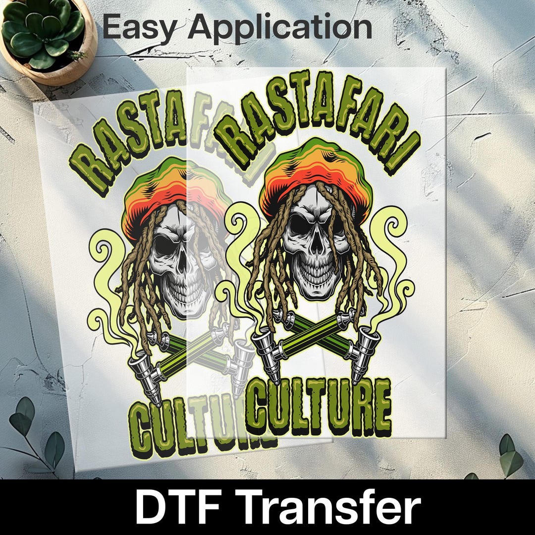 Rasta Skull DTF Transfer for T-shirts – Reggae Culture Heat Press ...