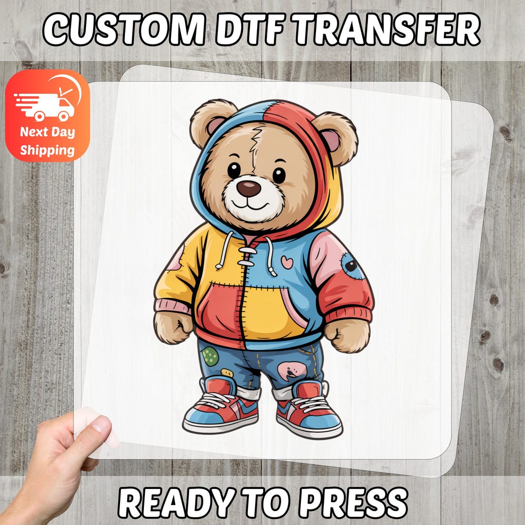 Cute Bear DTF Transfer Ready to Press Cute Animal Theme for Kids and ...