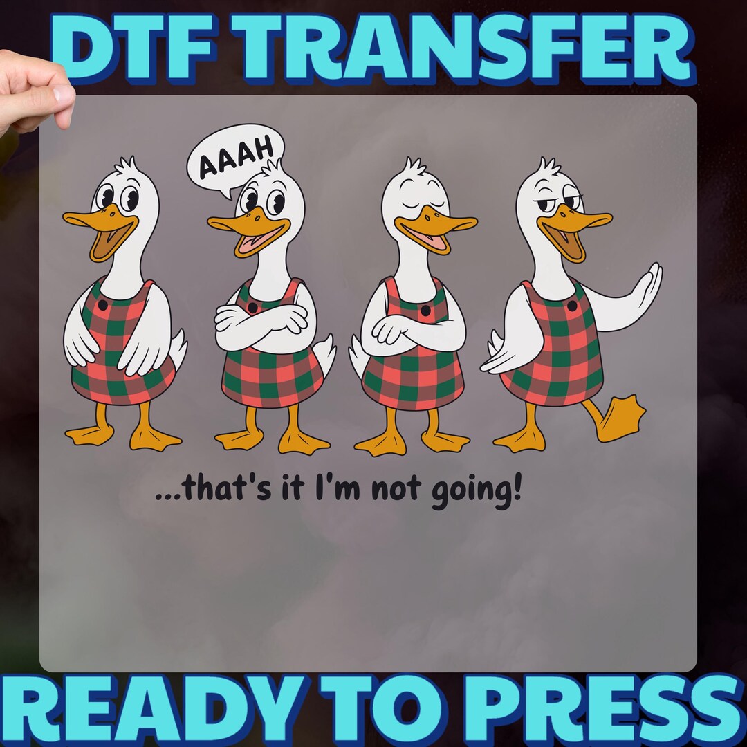 Funny Cartoon Ducks Plaid Humor DTF Transfer, Introvert Rebellion Iron ...