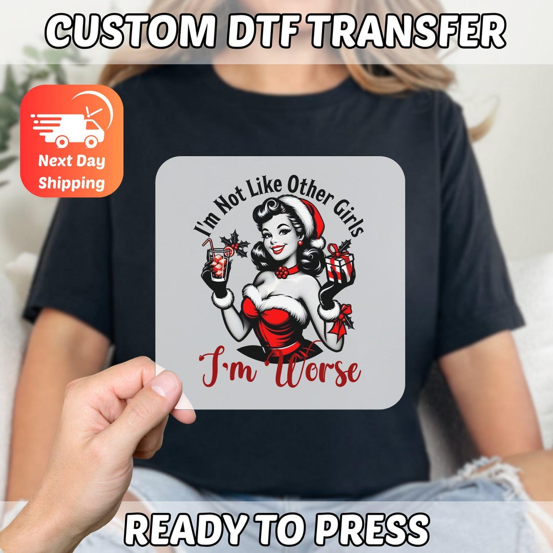 Retro Santa Pin-up Iron-on Decal, Vintage Holiday Cheer DTF Transfer ...