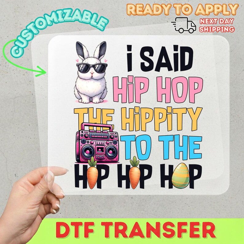 Easter DTF Transfer for Shirts, Cute Bunny Egg Iron on Design, Pastel ...