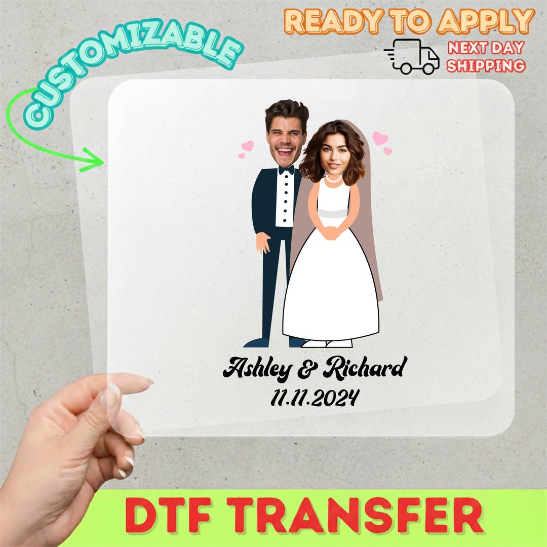 Personalized Couple Photo DTF, Custom Groom and Bride Wedding Party ...