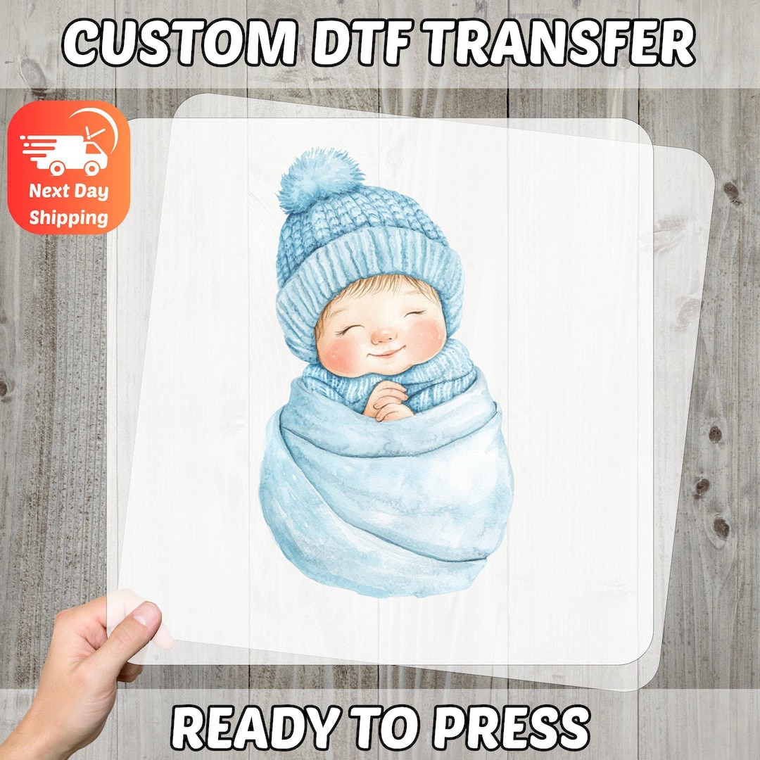 Watercolor Baby Illustration DTF Transfer, Newborn Celebration Heat ...