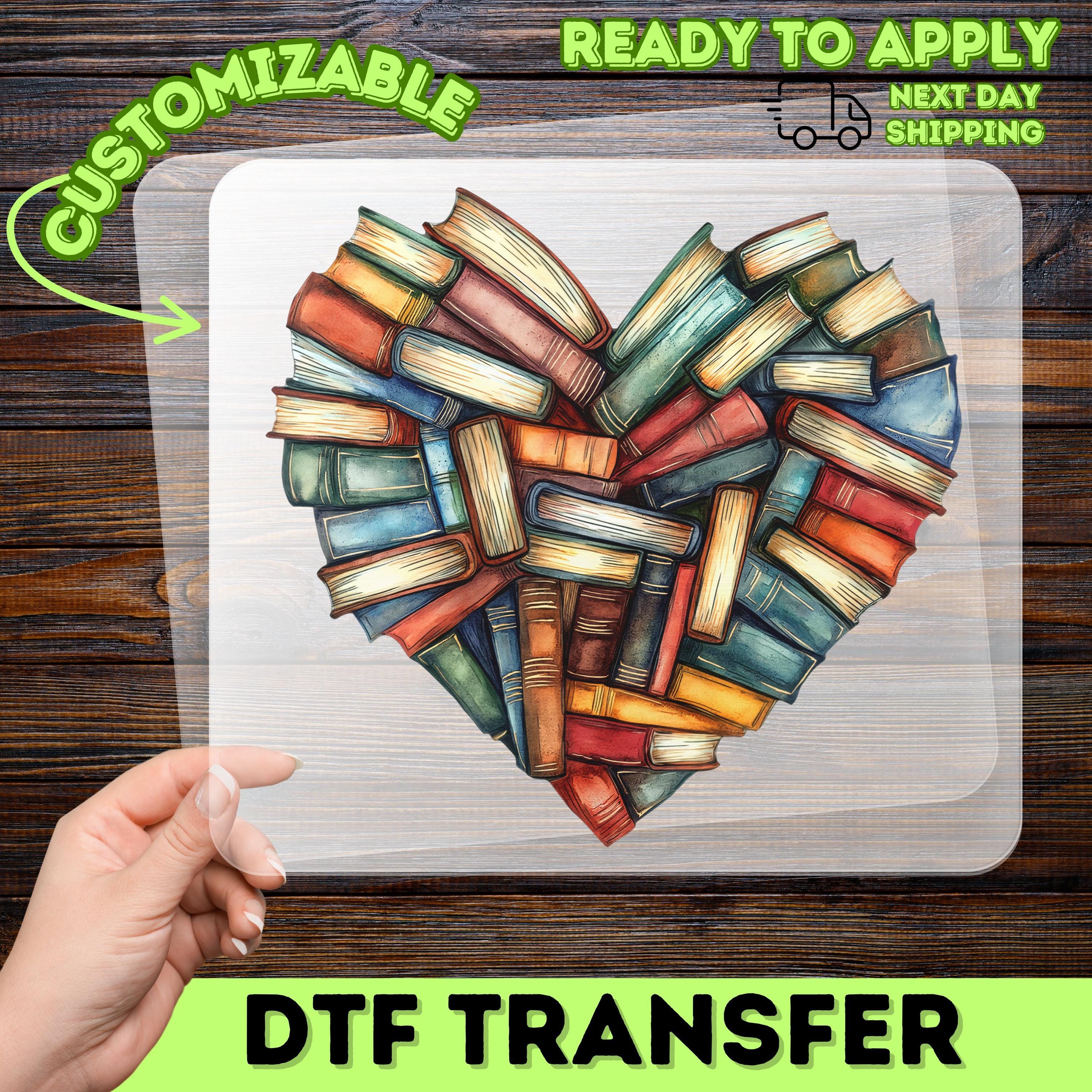 Heart of Books Watercolor DTF Transfer, Romantic Reader Iron-on Decal ...