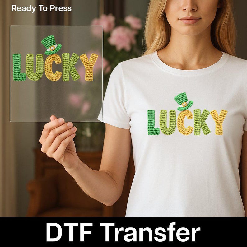 Lucky Crochet Texture St Patrick's Day Iron-on Decal, Green Leprechaun ...