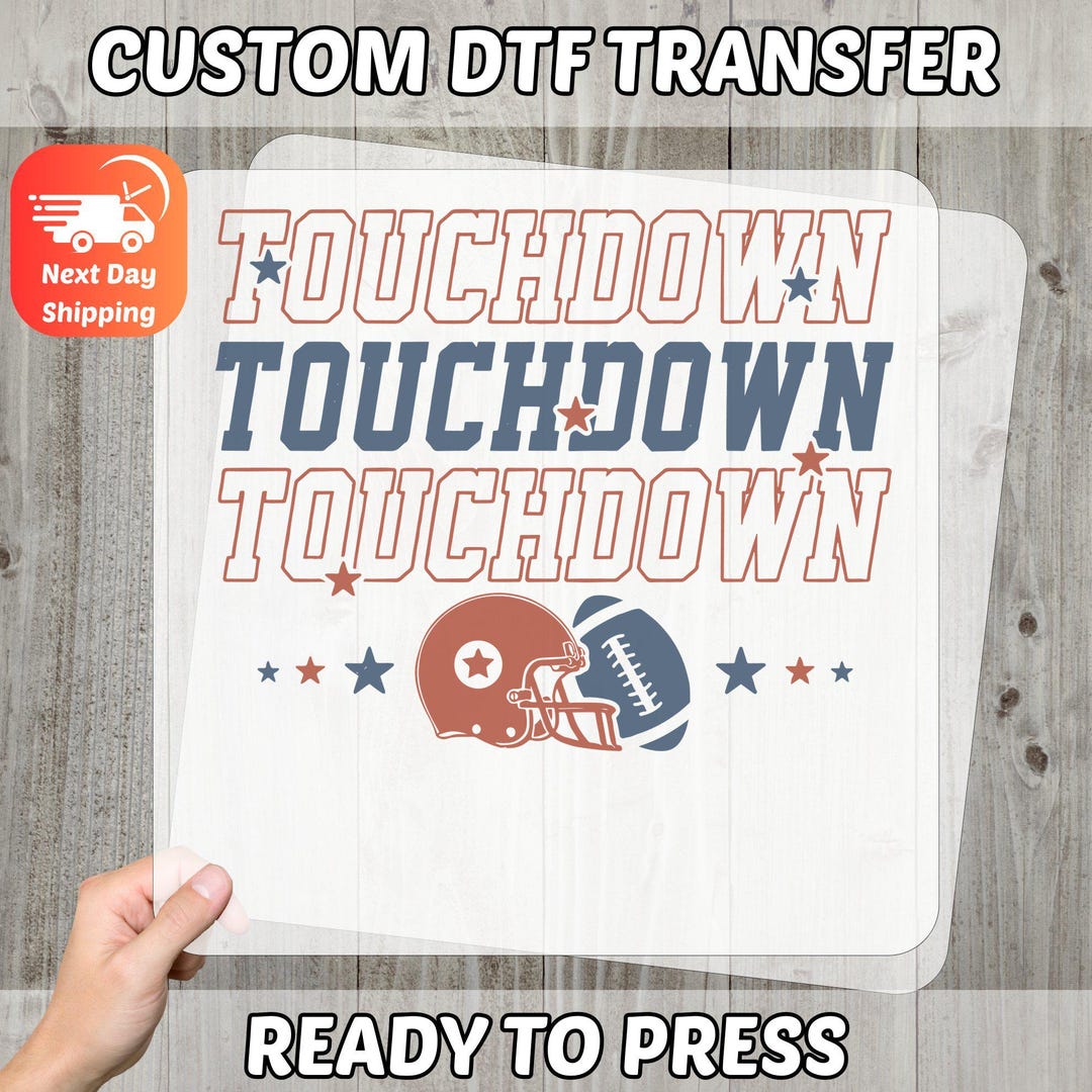 TOUCHDOWN Football Helmet Iron-on Decal, Game Day Ready to Press ...