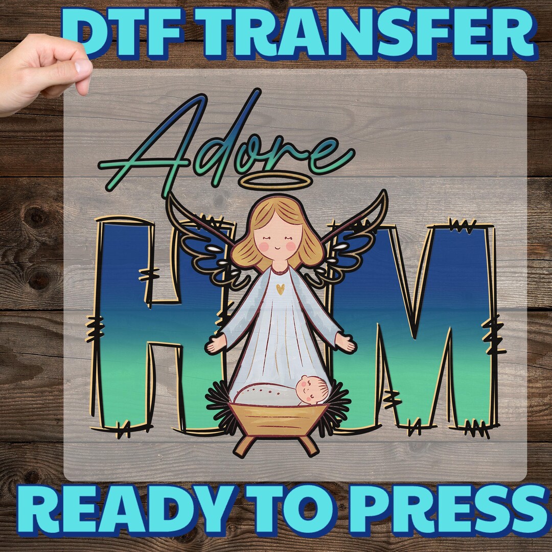 Adore HIM Angel Christmas Iron-on Decal, Religious Nativity Scene Heat ...