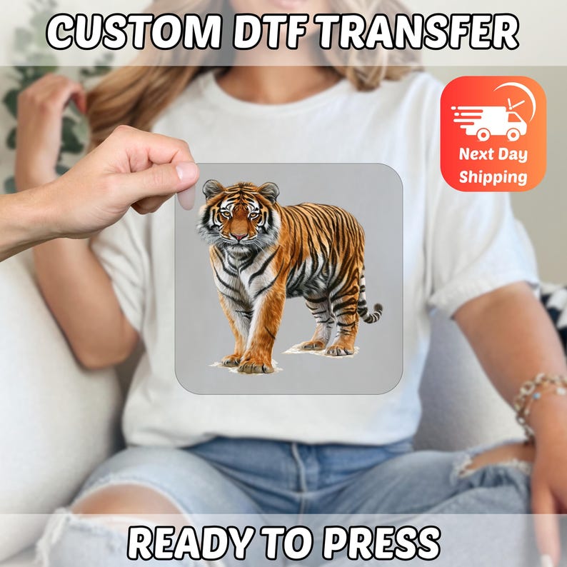 Realistic Tiger DTF Transfer for Nature Lovers - Ready to Press ...