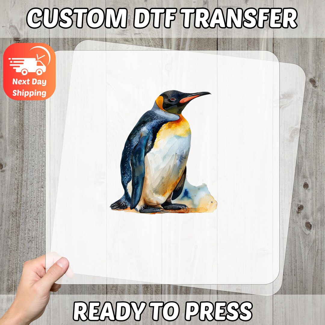 Cute Penguin Watercolor DTF Transfer for Winter Animal Lover T-shirt ...